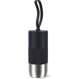 Thermobecher Emsa "beYou", silber (schwarz), H:17,5cm &Oslash;:7,4cm, Edelstahl, Polypropylen, Silikon, Trinkgef&auml;&szlig;e, Thermobecher, 0,36 L, 4h warm, 12h kalt, 100% dicht, sp&uuml;lmaschinenfest, Trageband