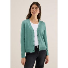 Cardigan Cecil, Damen, Gr. XXL (46), gr&uuml;n (jewel gr&uuml;n melange), Web, 60% Baumwolle, 40% Viskose, unifarben, normal normal, V-Ausschnitt, Rippb&uuml;ndchen, Strickjacken, aus Baumwolle mit Stretchanteil