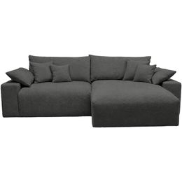 Ecksofa Collection AB, dunkelgrau, B:302cm T:186cm, 100% Polyester, Sofas, Ecksofa, Mega-Sofa wahlweise in Cord oder Boucl&eacute;, mit Federkern & 6 Zierkissen