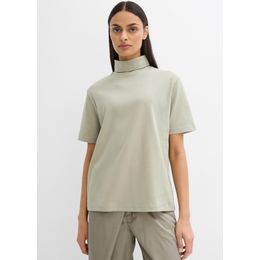 Rollkragenshirt bonprix, Damen, Gr. 36/38 (S), seegras, Obermaterial: 100% Baumwolle, oversize, Shirts, kastenf&ouml;rmige Silhouette, hoher Kragen, Oversize-Passform