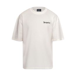 T-Shirt DROPSIZE "Dropsize Herren Heavy V2 Embo T-Shirt", Jungen, Gr. M, wei&szlig; (cream wei&szlig;), 100% Baumwolle, bedruckt, oversize, Rundhals, Shirts T-Shirt