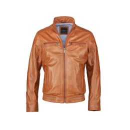 Lederjacke Bugatti "BUSASCHA", Herren, Gr. 48, cognac, Obermaterial: 100% Lammleder LEL., regular fit, Jacken, mit Stehkragen und Reisverschl&uuml;ssen