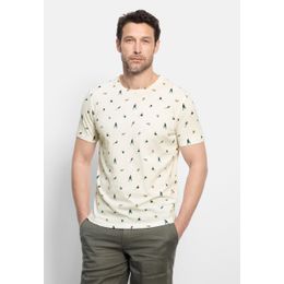 T-Shirt OLYMP "OLYMP Casual Wirk", Jungen, Gr. L, sanftes wei&szlig;, 70% Baumwolle, 30% Leinen, Shirts T-Shirt