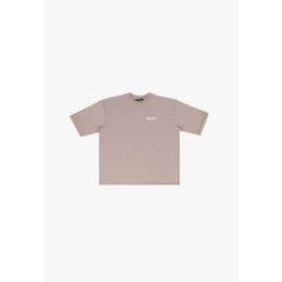 T-Shirt DROPSIZE "Dropsize HEAVY OVERSIZE DOUBLE ARM T-SHIRT", Jungen, Gr. S, simply taupe, 100% Baumwolle, unifarben, oversize, Rundhals, Shirts T-Shirt