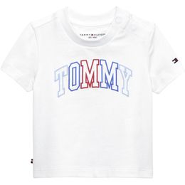 T-Shirt Tommy Hilfiger "TOMMY OUTLINE TEE S/S", Jungen, Gr. 80, wei&szlig;, Jersey, Obermaterial: 93% Baumwolle, 7% Elasthan, unifarben, regular fit normal, Rundhals, eingesetzt abgesteppte Kante, Shirts T-Shirt, Regular fit, f&uuml;r Babys