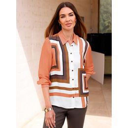Druckbluse Heine, Damen, Gr. 50, cognac, schoko, bedruckt, 100% Viskose, bedruckt, gemustert, mehrfarbig, Blusen Druckbluse