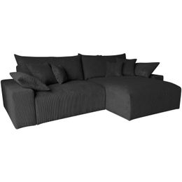 Ecksofa Collection AB, anthrazit, B:302cm T:186cm, 100% Polyester, Sofas, Ecksofa, Mega-Sofa wahlweise in Cord oder Boucl&eacute;, mit Federkern & 6 Zierkissen