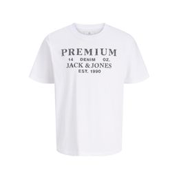 Jack & Jones T-Shirt JACK & JONES "JPRBLUCALVIN SS TEE FST", Jungen, Gr. S, wei&szlig;, Jersey, Obermaterial: 100% Baumwolle, bedruckt, regular fit normal, Rundhals, Shirts T-Shirt
