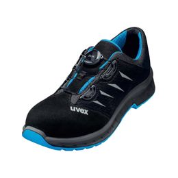Sicherheitsschuh Uvex "2 trend gelochter Halbschuh" Gr. 43, schwarz (schwarz, blau), 43, Obermaterial: 100% Textilmaterial TEXMAT., Schuhe