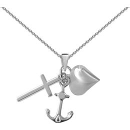 Kette mit Anh&auml;nger Firetti "Schmuck Geschenk Silber 925 Halsschmuck Anh&auml;nger Glaube Liebe Hoffnung", silber (silberfarben), Halsketten, Damen, Silber 925 (Sterlingsilber), L: 45 B: 1,1mm, Made in Germany, B:1,1mm