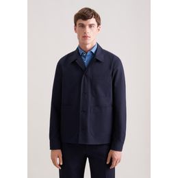 Langarmhemd Seidensticker, Herren, Gr. L (41-42), normale &Auml;rmell&auml;ngen, dunkelblau, 100% Baumwolle, unifarben, regular fit, 2-Knopf-Manschette, Hemden, 1/1 Uni
