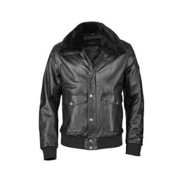 Lederjacke Bugatti "BUWALES", Herren, Gr. 54, schwarz, Obermaterial: 100% Lammleder LEL. Futter: 100% Polyester PES., Rundhals, Jacken, aus weichem Leder
