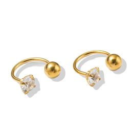 Paar Ohrstecker Firetti "Schmuck Geschenk Edelstahl Ohrschmuck Ohrringe", gold (gelbgoldfarben, kristallwei&szlig;, kristallwei&szlig;), Ohrringe, Damen, Edelstahl, Made in Germany - mit Zirkonia (synth.)