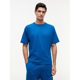 T-Shirt, Jungen, Gr. L (52), blau (jewel blau), Jersey, Obermaterial: 100% Baumwolle, Tommy Hilfiger Underwear, normal normal, Rundhals, Shirts T-Shirt, strukturiert, mit Raglan&auml;rmeln