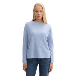 Strickpullover Tom Tailor, Damen, Gr. S (36), blau (colony blau melange), Strick, Obermaterial: 69% Polyester, 27% Viskose, 4% Elasthan, meliert, loose fit taillenbedeckt, Rundhals, Rippb&uuml;ndchen, Pullover Strickpullover, mit Strickmuster