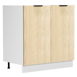 Unterschrank Vcm "Sp&uuml;lunterschrank Breite 80 cm Sp&uuml;lenschrank Fasola", braun (wei&szlig;, honig, eiche), B:80cm T:46cm, Obermaterial: 100% Holz Wood., Schr&auml;nke, Unterschrank