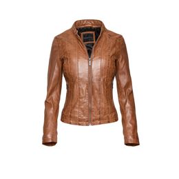 Lederjacke Bugatti "BULady-140", Damen, Gr. 40, braun (cognac), Obermaterial: 100% Lammleder LEL. Futter: 100% Polyester PES., Rundhals, Jacken, aus hochwertigem Leder