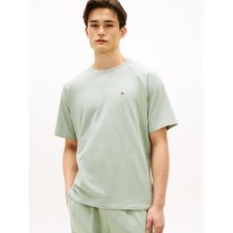 T-Shirt, Jungen, Gr. S (48), gr&uuml;n (minty grau), Jersey, Obermaterial: 100% Baumwolle, Tommy Hilfiger Underwear, normal normal, Rundhals, Shirts T-Shirt, strukturiert, mit Raglan&auml;rmeln