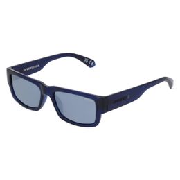 Superdry 5005 | Unisex-Sonnenbrille | Fassung: Vollrand, Quadratisch, Propionat, Blau Transparent | Glasfarbe: Grau
