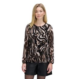 BETTY & CO Schlupfbluse BETTY & CO "Damen mit Plissee", Damen, Gr. 36, schwarz (nature, schwarz), Obermaterial: 100% Polyester. Futter: 100% Polyester, figurumspielend normal, Rundhals, Blusen Schlupfbluse