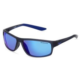 Nike RABID 22 M DV2153 | Unisex-Sonnenbrille | Fassung: Vollrand, Quadratisch, Kunststoff, Schwarz Matt | Glasfarbe: Blau