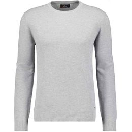 Rundhalspullover Ragman, Herren, Gr. 52, grau (steingrau), Strick, 100% Baumwolle, Rundhals, Pullover Rundhalspullover
