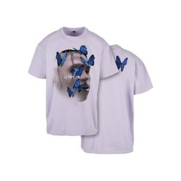 Kurzarmshirt "Upscale by Mister Tee Herren Le Papillon Oversize Tee", Jungen, Gr. L, lila, 100% Baumwolle, UPSCALE BY MISTER TEE, unifarben, oversize, Rundhals, Shirts