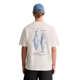 Marc O'Polo T-Shirt MARC O'POLO DENIM, Jungen, Gr. M, silky wei&szlig;, Jersey, Obermaterial: 100% Baumwolle, relaxed fit normal, Rundhals, Shirts T-Shirt, relaxed mit R&uuml;ckenprint