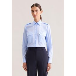 Kurzarmbluse Seidensticker, Damen, Gr. XL (42), hellblau, 100% Baumwolle, unifarben, slim fit, ohne Ausschnitt, Blusen, 1/1 Kragen Uni