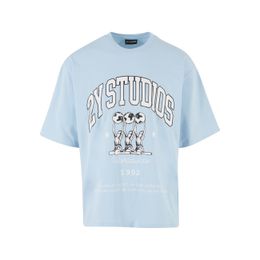 T-Shirt 2Y STUDIOS "2Y Studios Herren 2Y Globus Oversize Tee", Jungen, Gr. L, blau, 100% Baumwolle, bedruckt, relaxed fit, Rundhals, Shirts T-Shirt