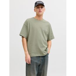 Jack & Jones T-Shirt JACK & JONES "JORMONTAUK BACK GRAPHIC TEE SSCN EA26 SN", Jungen, Gr. L, gr&uuml;n (seagrass), Jersey, Obermaterial: 100% Baumwolle, bedruckt, loose fit normal, Rundhals, Shirts T-Shirt, Baumwolle, locker geschnitten