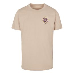T-Shirt MisterTee "MisterTee Herren LA City Print Tee", Jungen, Gr. S, beige (sand), 100% Baumwolle, bedruckt, normal, Rundhals, Shirts T-Shirt