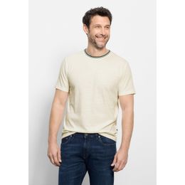 T-Shirt OLYMP "OLYMP Casual Wirk", Jungen, Gr. L, sanftes wei&szlig;, 70% Baumwolle, 30% Leinen, Shirts T-Shirt