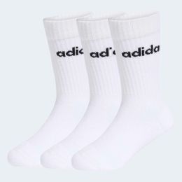 Funktionssocken adidas Performance "LINEAR KIDS CREW 3ER-PACK", M&auml;dchen, Gr. 31-33, wei&szlig;, wei&szlig;, wei&szlig;, Obermaterial: 58% Baumwolle, 38% Polyester, 3% Elasthan, 1% Polyamid, Socken