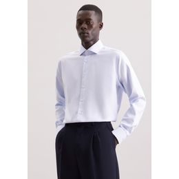 Businesshemd Seidensticker "Schwarze Rose", Herren, Gr. XXL (46), normale &Auml;rmell&auml;ngen, wei&szlig; (blau), 100% Baumwolle, Fischgratmuster, regular fit, 2-Knopf-Manschette, Hemden, Regular 1/1 Kentkragen Fischgrat