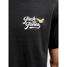 Jack & Jones PlusSize T-Shirt "JJLEGEND TEE SS CREW NECK PLS", Jungen, Gr. 4XL, schwarz, Jersey, Obermaterial: 100% Baumwolle, JACK & JONES PLUSSIZE, bedruckt, loose fit normal, Rundhals, Shirts T-Shirt, Baumwolle, locker geschnitten