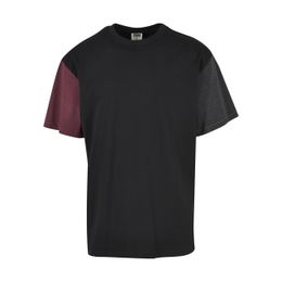 T-Shirt Urban Classics "Urban Classics Herren Organic Oversized Colorblock Tee", Jungen, Gr. XL, schwarz, 100% Baumwolle, mehrfarbig, oversize, ohne Ausschnitt, Shirts T-Shirt