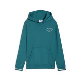 Kapuzensweatshirt Puma "CLASS GRAPHIC HOODIE TR B", Jungen, Gr. 128, emerald ice, Sweatware, Obermaterial: 68% Baumwolle, 32% Polyester, bedruckt, regular fit normal, angesetztes B&uuml;ndchen, Sweatshirts, f&uuml;r Jugendliche, mit Kapuze, Regular Fit, mit K&auml;ngurutasche