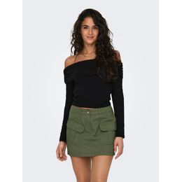Langarmshirt Only "ONLLIVE LOVE L/S OFF SHOULDER CS TOP", Damen, Gr. L, schwarz, Jersey, Obermaterial: 95% Baumwolle, 5% Elasthan, unifarben, regular fit kurz, Carmenausschnitt, Shirts Langarmshirt, Baumwollmischung, regular fit, cropped fit, schulterfrei