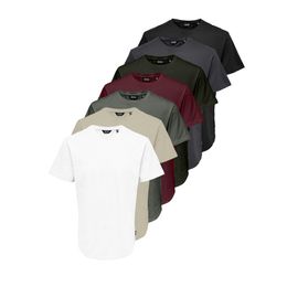 Only & Sons Rundhalsshirt ONLY & SONS "ONSMATT LONGY SS TEE 7-PACK", Jungen, Gr. L, bunt (schwarz pack:1schwarz1pelican1wei&szlig;1castorgray1graupinstripe1rosin1portroyale), Jersey, Obermaterial: 100% Baumwolle, unifarben, relaxed fit normal, Rundhals, Shirts Rundhalsshirt, Baumwolle, relaxed fit, lang geschnitten