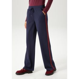 Schlupfhose Aniston CASUAL, Damen, Gr. 42, N-Gr, bunt (marine, bordeaux), Jersey, Obermaterial: 95% Polyester, 5% Elasthan, unifarben mit Farbeinsatz, figurumspielend lang, Hosen Schlupfhose, mit trendigem Tape entlang der Seitenn&auml;hte