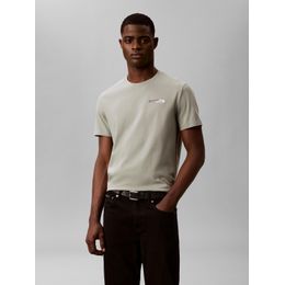 T-Shirt Calvin Klein, Jungen, Gr. L, beige (shadow), Single Jersey, Obermaterial: 100% Baumwolle, unifarben, regular fit normal, Rundhals, abgesteppte Kante, Shirts T-Shirt, reine Baumwolle, Regular Fit, Brust- und R&uuml;ckendruck