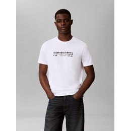 T-Shirt Calvin Klein Jeans "CALVIN KLEIN FUTUR", Jungen, Gr. XL, hellwei&szlig;, Web, Obermaterial: 100% Baumwolle, unifarben, regular fit normal, Rundhals, eingesetzt abgesteppte Kante, Shirts T-Shirt, Regular fit mit Rundhalsausschnitt