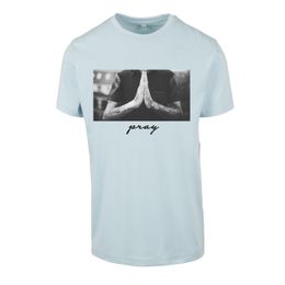 T-Shirt MisterTee "MisterTee Herren Pray Tee", Jungen, Gr. S, oceanblau, 100% Baumwolle, unifarben, normal, Rundhals, Shirts T-Shirt