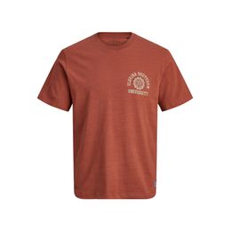 Jack & Jones T-Shirt JACK & JONES "JPRBLULUKE SS TEE", Jungen, Gr. L, rot (cowhide), Jersey, Obermaterial: 100% Baumwolle, bedruckt, regular fit normal, Rundhals, Shirts T-Shirt