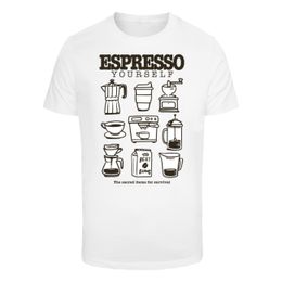 MisterTee Herren T-Shirt "MisterTee Espresso Yourself Coffee Tee"wei&szlig;, Gr. L, bedruckt, 100% Baumwolle, Shirts