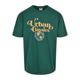 T-Shirt Urban Classics "Urban Classics Herren Organic Globe Logo Tee", Jungen, Gr. XS, gr&uuml;n, 100% Baumwolle, unifarben, oversize, Rundhals, Shirts T-Shirt