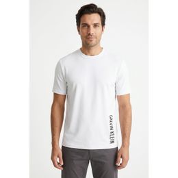 T-Shirt, Jungen, Gr. L (52), classic wei&szlig;, Web, Obermaterial: 57% Baumwolle, 38% Polyester, 5% Elasthan, Calvin Klein Swimwear, unifarben, regular fit normal, Rundhals, eingesetzt abgesteppte Kante, Shirts T-Shirt, Regular fit mit Rundhalsausschnitt