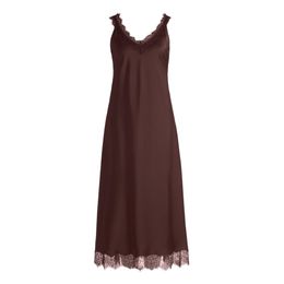Abendkleid Vera Mont "Damen mit Spitze", Damen, Gr. 34, Normalgr&ouml;&szlig;en, braun (rostbraun), Satin, Obermaterial: 100% Polyester. Besatz: 100% Polyamid. Futter: 100% Polyester, figurbetont lang, V-Ausschnitt, Kleider Abendkleid