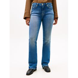 Bootcut-Jeans Tommy Hilfiger "DNM BOOTCUT RW", Damen, Gr. 30, L&auml;nge 30, glow, Denim/Jeans, Obermaterial: 98% Baumwolle, 2% Elasthan, Abriebeffekte, bootcut fit kn&ouml;chellang, Jeans